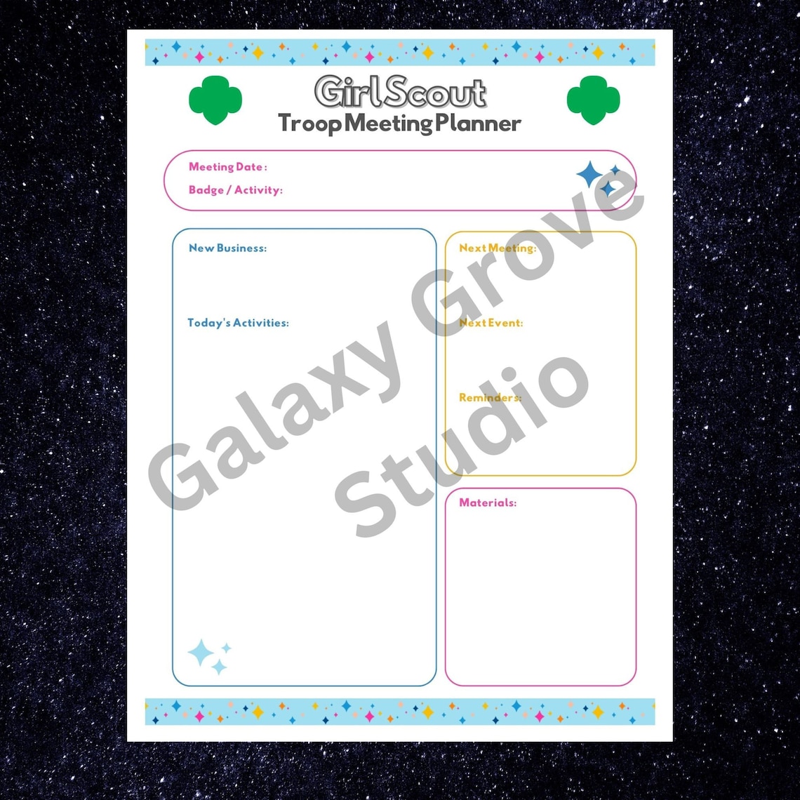 Girl Scout Meeting Planner Printable - Troop Leader Planning Agenda ...