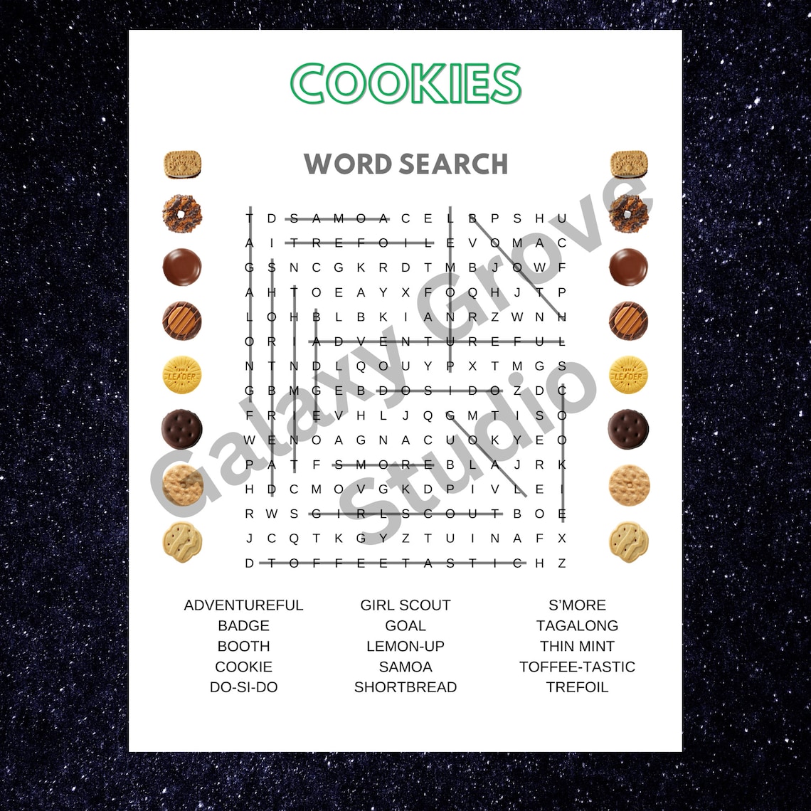 Girl Scout Cookie Word Search Puzzle Game for Kids - Little Brownie ...