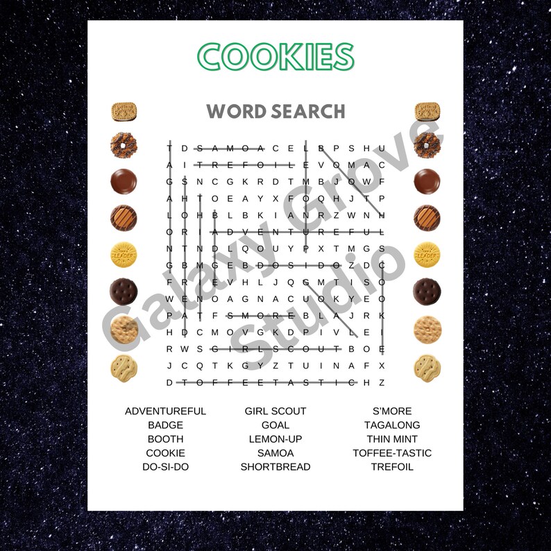Girl Scout Cookie Word Search Puzzle Game for Kids - Little Brownie ...