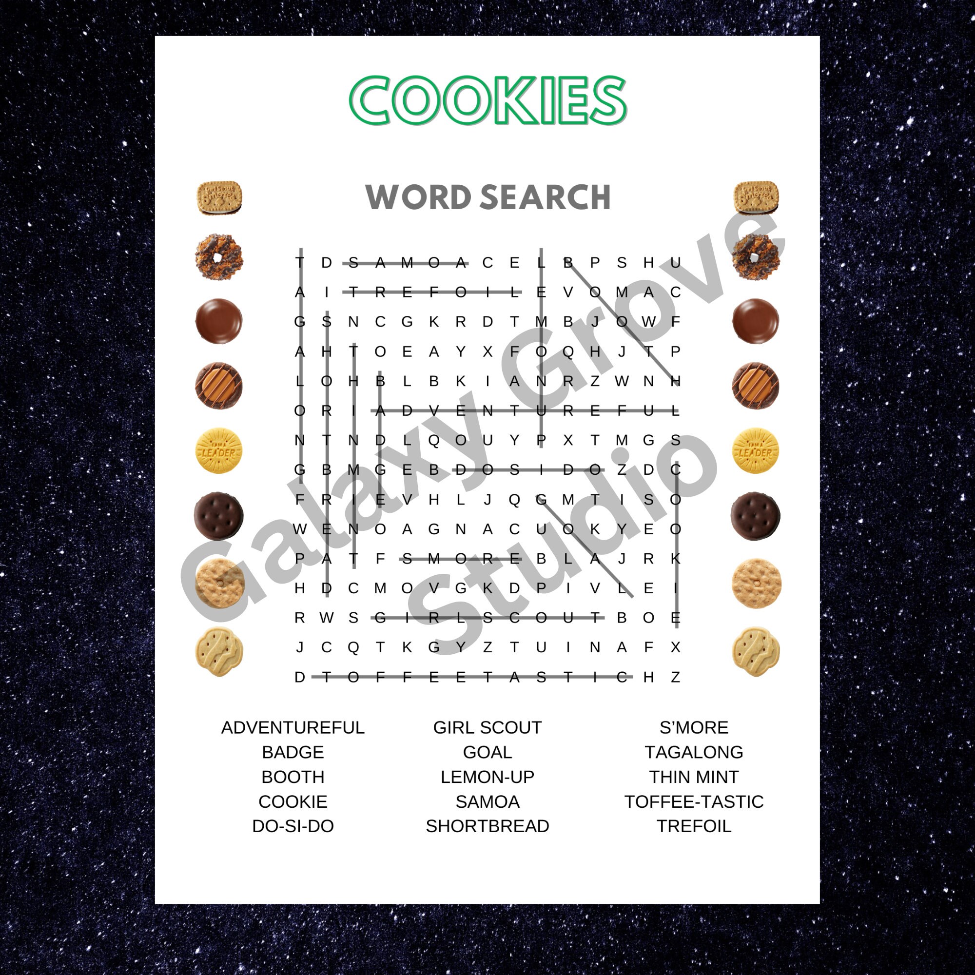 Girl Scout Cookie Word Search Puzzle Game for Kids - Little Brownie ...