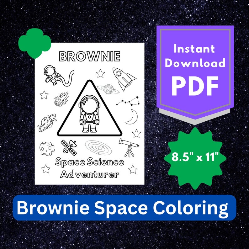 Girl Scouts - Brownie Space Science Adventurer Badge Coloring Page ...