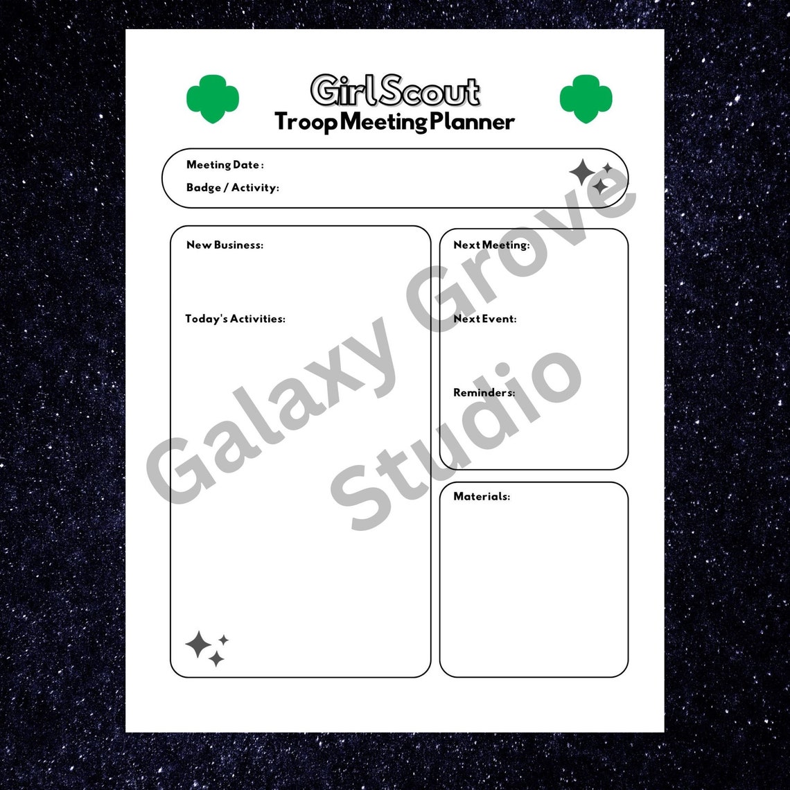 Girl Scout Meeting Planner Printable - Troop Leader Planning Agenda ...