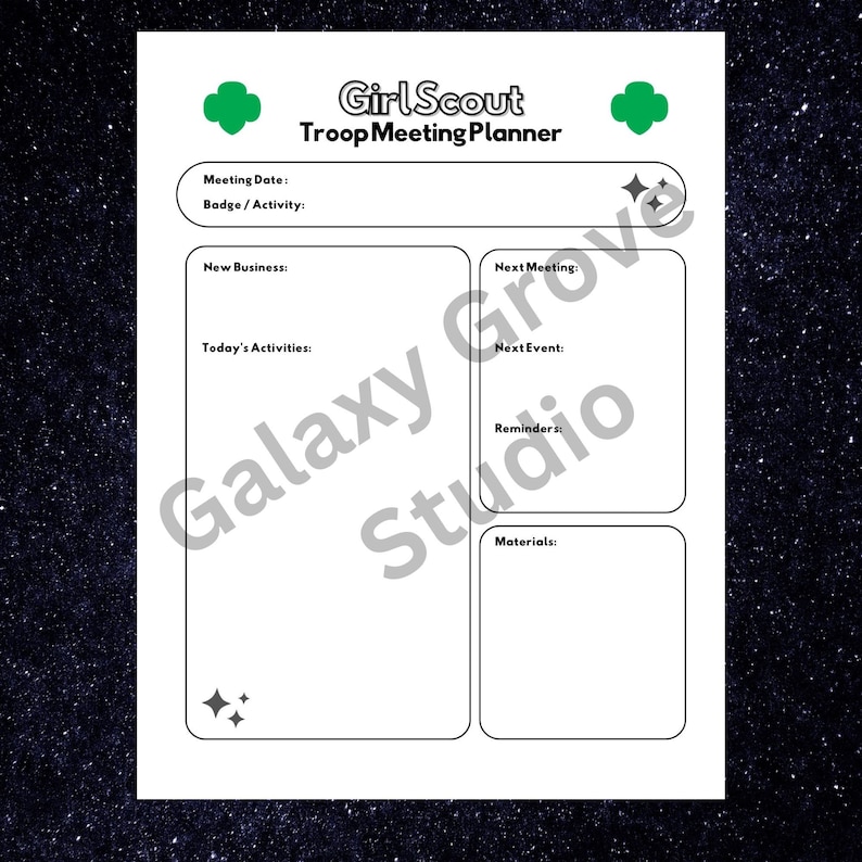 Girl Scout Meeting Planner Printable - Troop Leader Planning Agenda ...