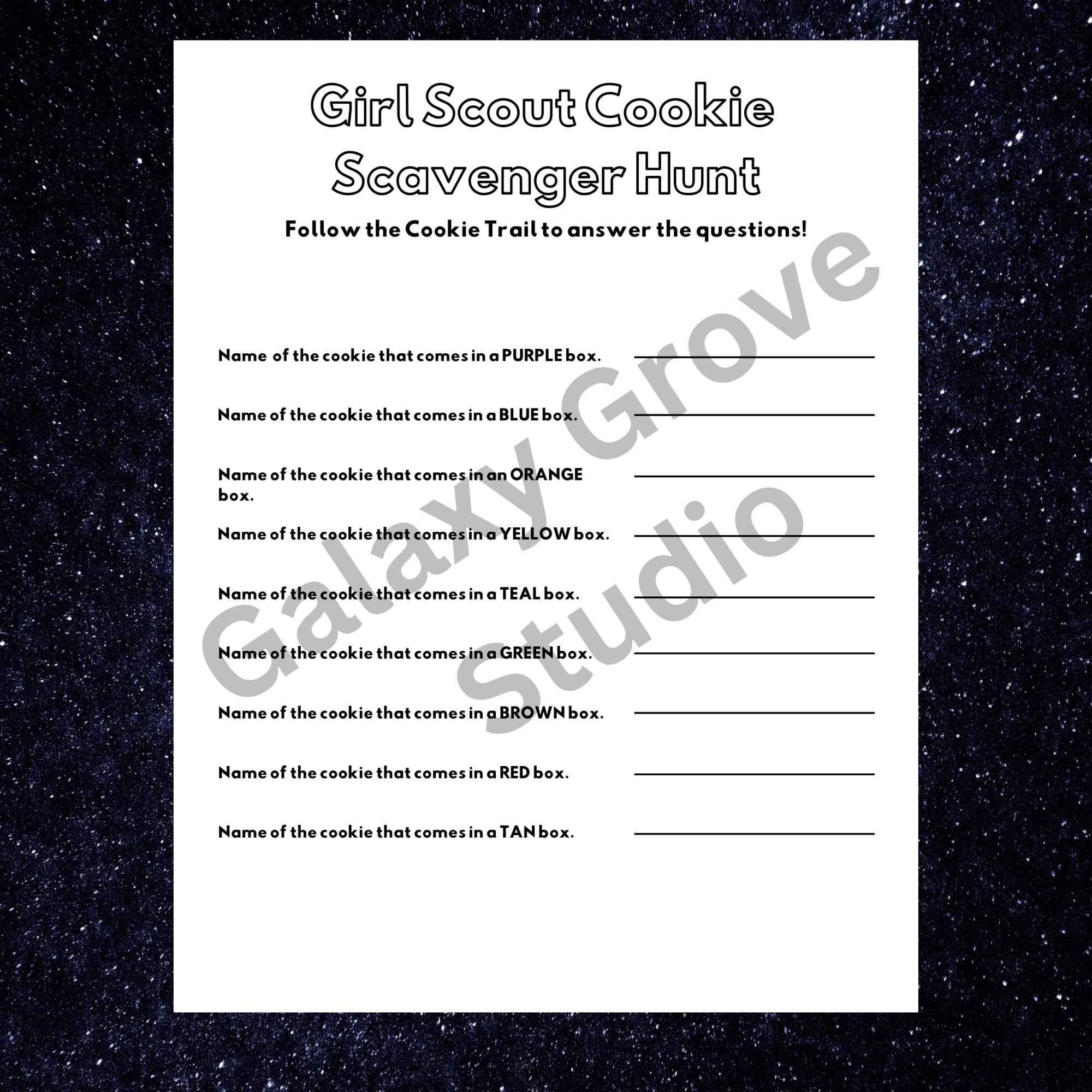 Girl Scout Cookie Scavenger Hunt Game - Cookie Rally Badge Meeting ...