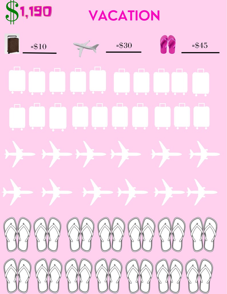 Vacation Savings Challenge Instant Download - Etsy