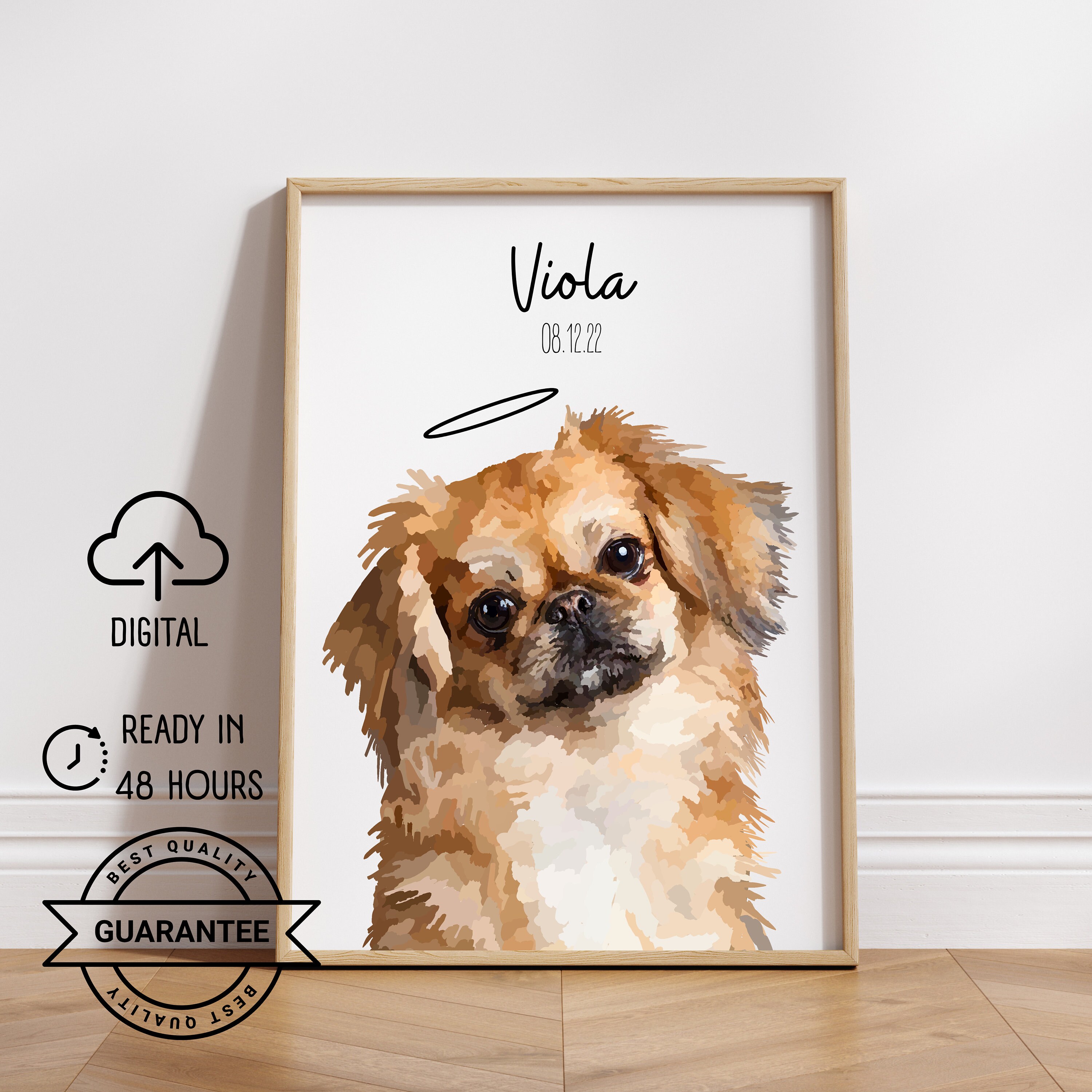 Pet Loss Portrait Pet Memorial Angel Wings and Halo Faceless Dog ...