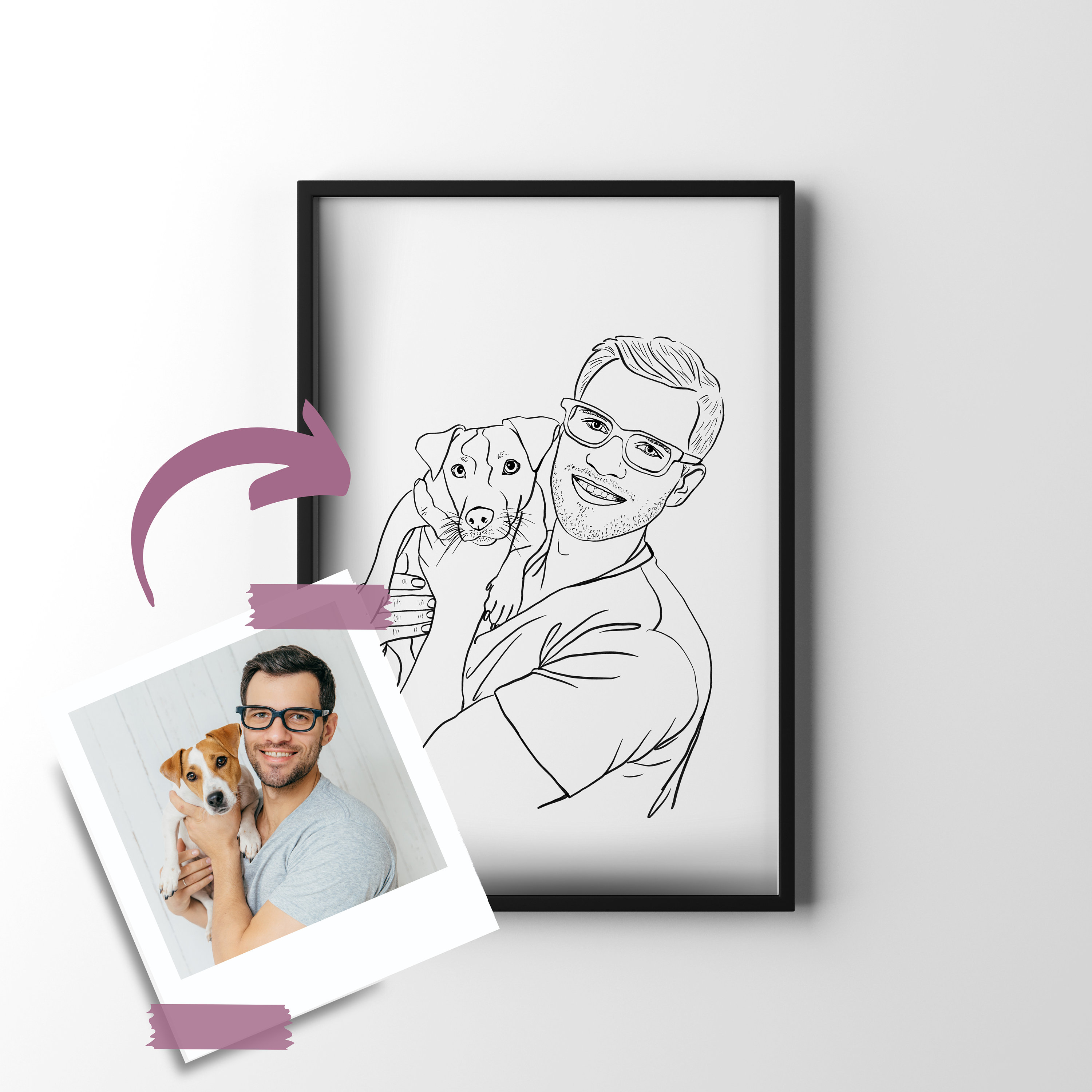 Custom Line Art Portrait Individual Portrait One Line Art Couple Gift ...