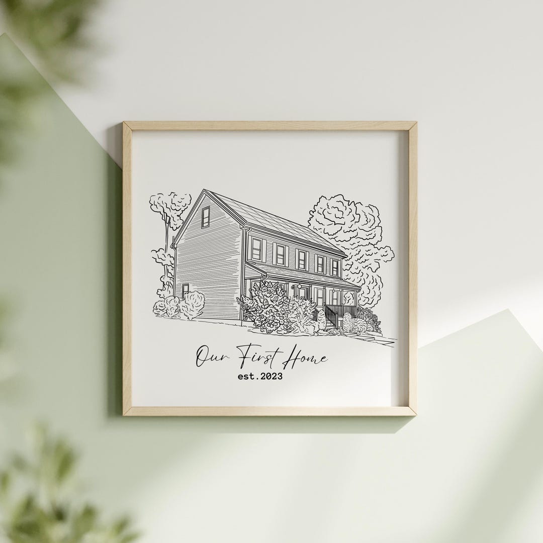 Custom House Line Art | Outline House Custom House Sketch Building Line ...