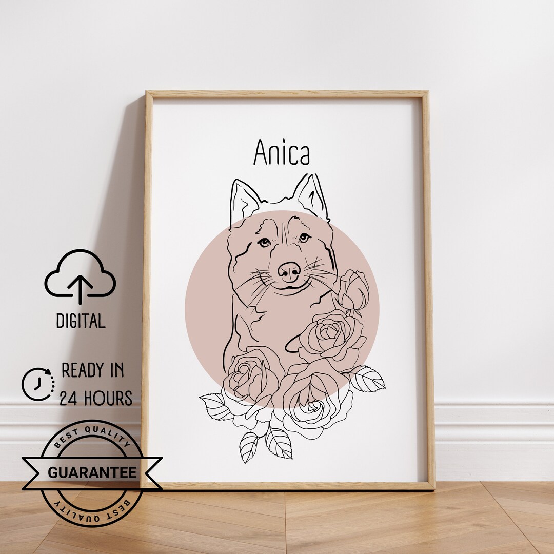 Custom Line Drawing Animal Portrait | Pet Line Art | Dog Portrait ...
