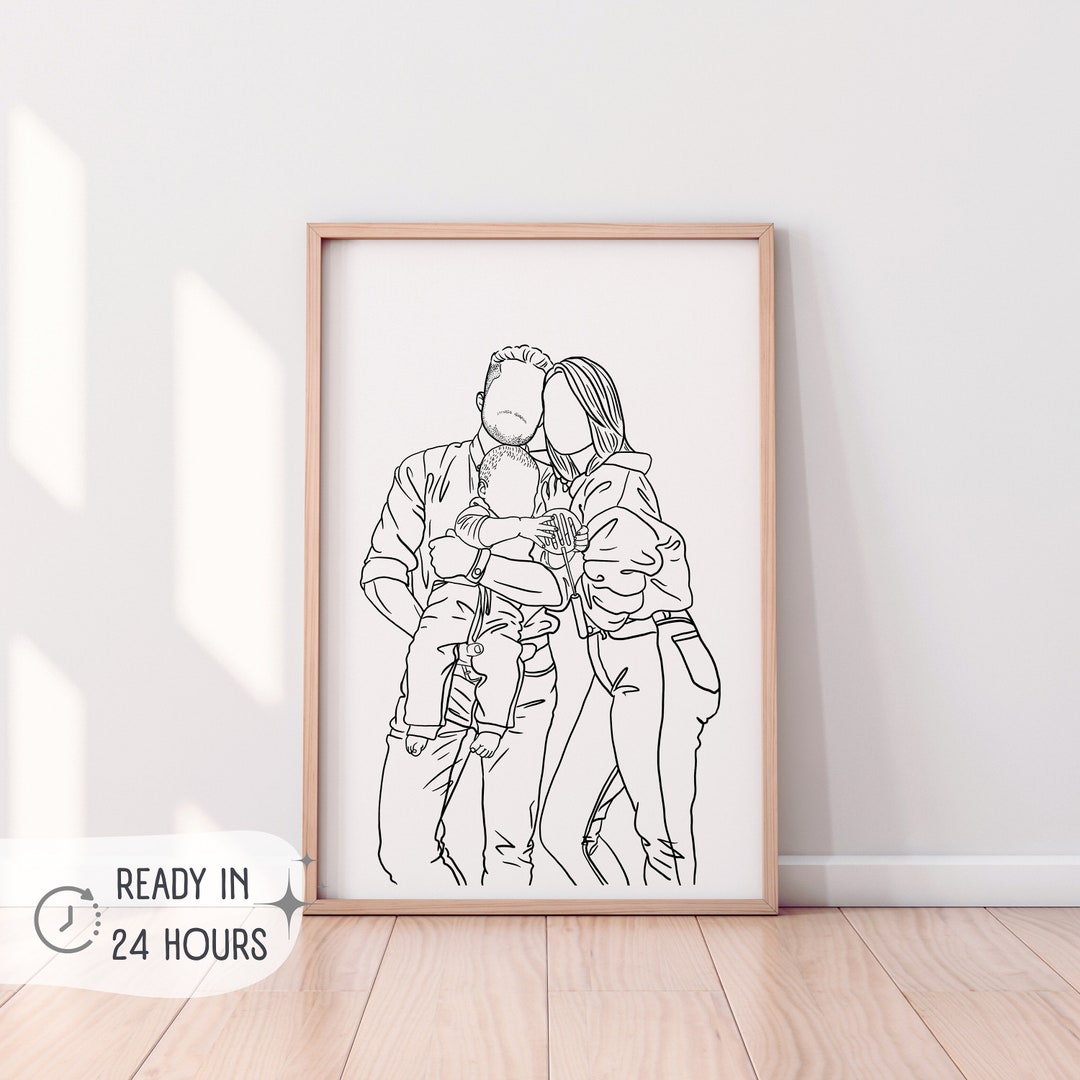 Custom Family Portrait | Line Drawing | Faceless Portrait ...
