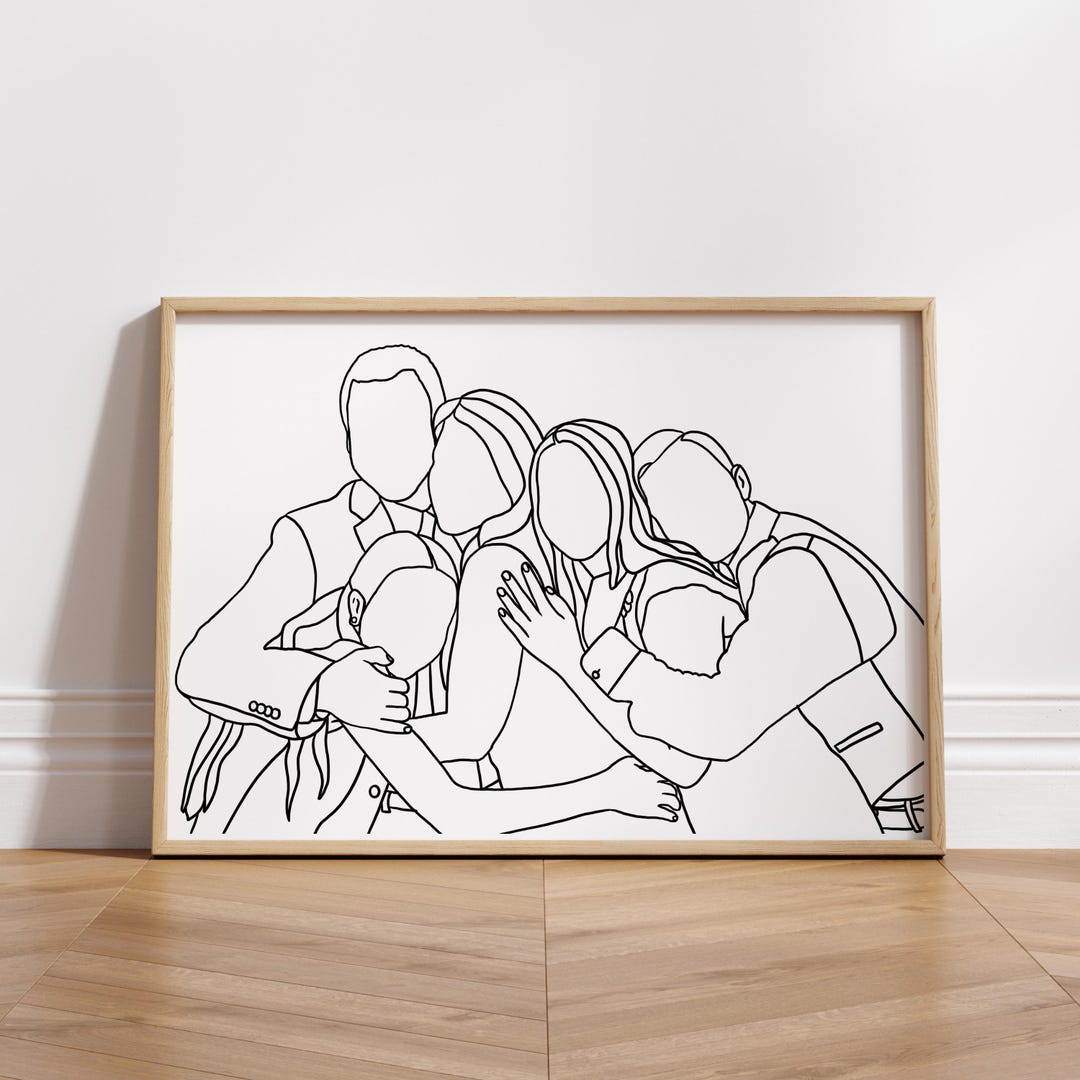 Line Drawing Custom Faceless | Individual Family Gift | Personalized ...