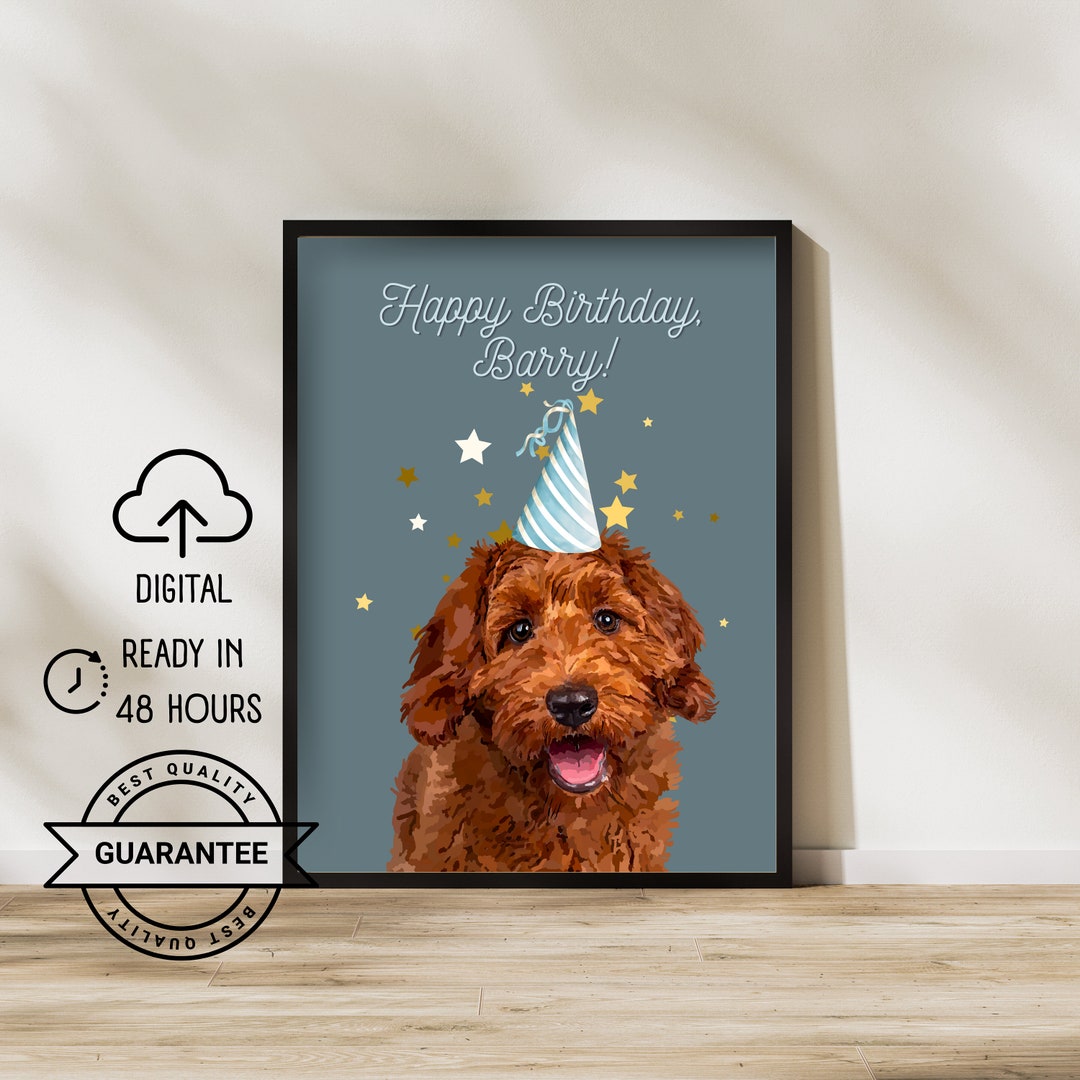 Birthday Pet Portrait | Custom Birthday Poster Gift | Birthday ...