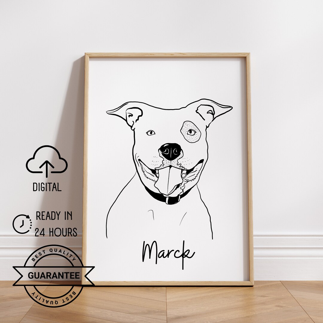 Custom Pet Line Drawing | Pet Outline Drawing | Dog Line Drawing Tattoo ...