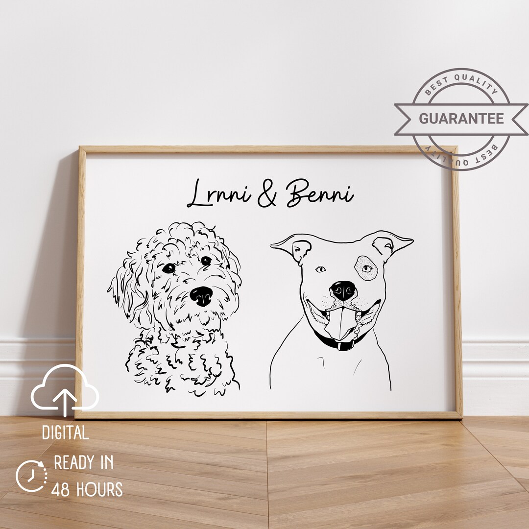 Digital Pet Outline | Dog Cat Vector Line Drawing | Simple Line Pet ...