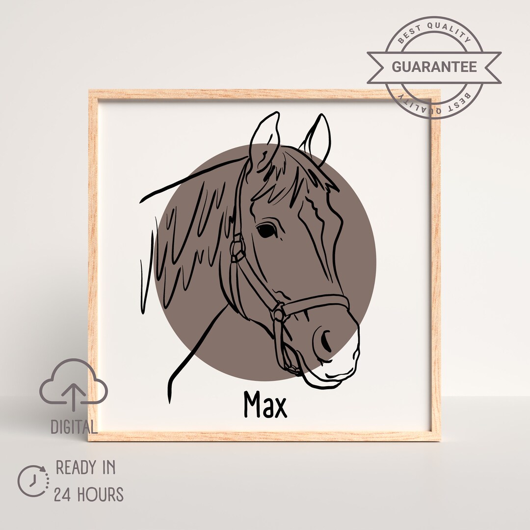 Horse Portrait One Line Art Print Minimalist Horse Line Art Horse Line ...