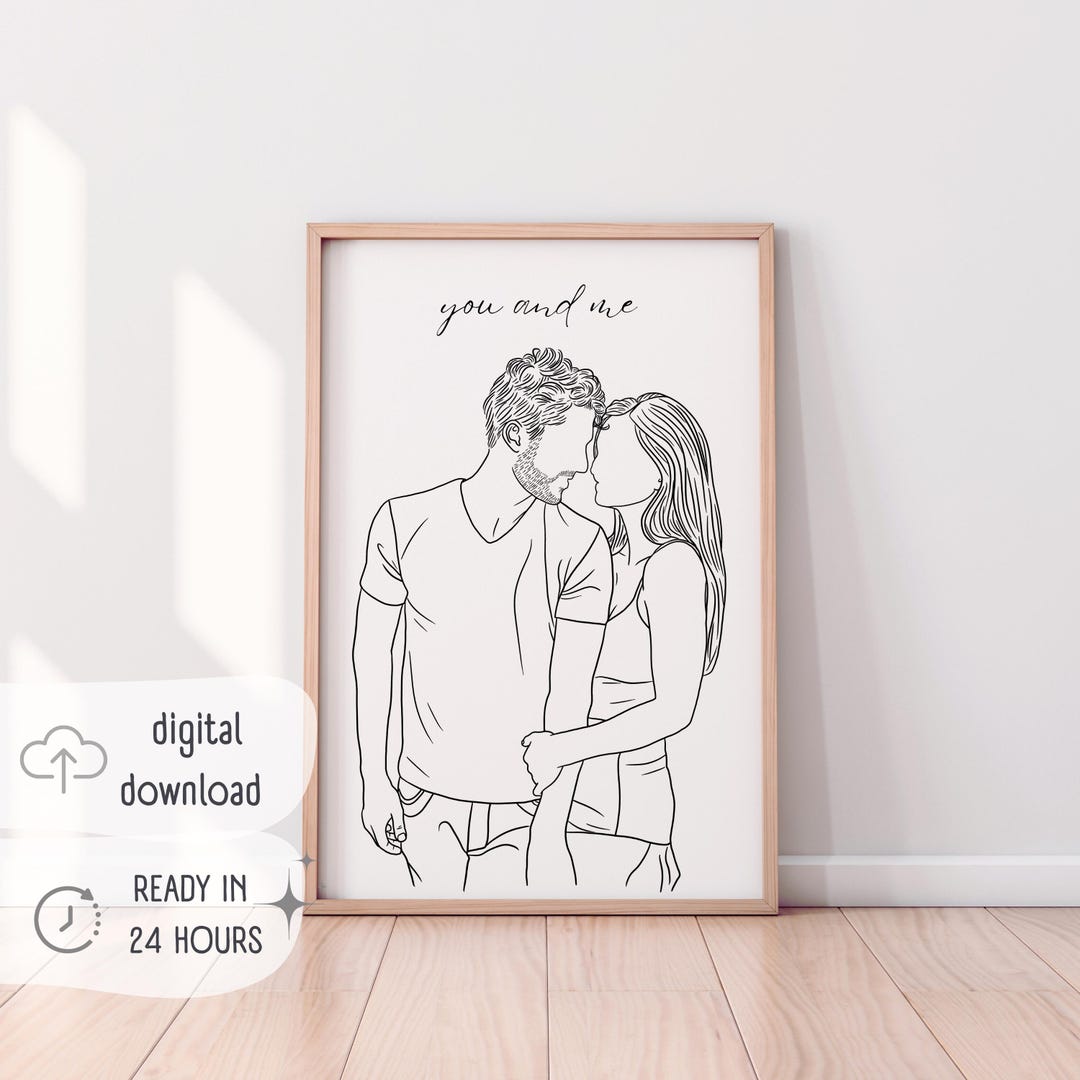 Custom Line Art Drawing | Minimalist Couple Line Portrait | Best ...