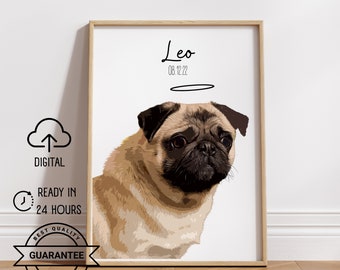 Custom Pet Portraits Using Pet Photo Personalized Digital Dog Portraits Cat Portraits Custom Dog ...