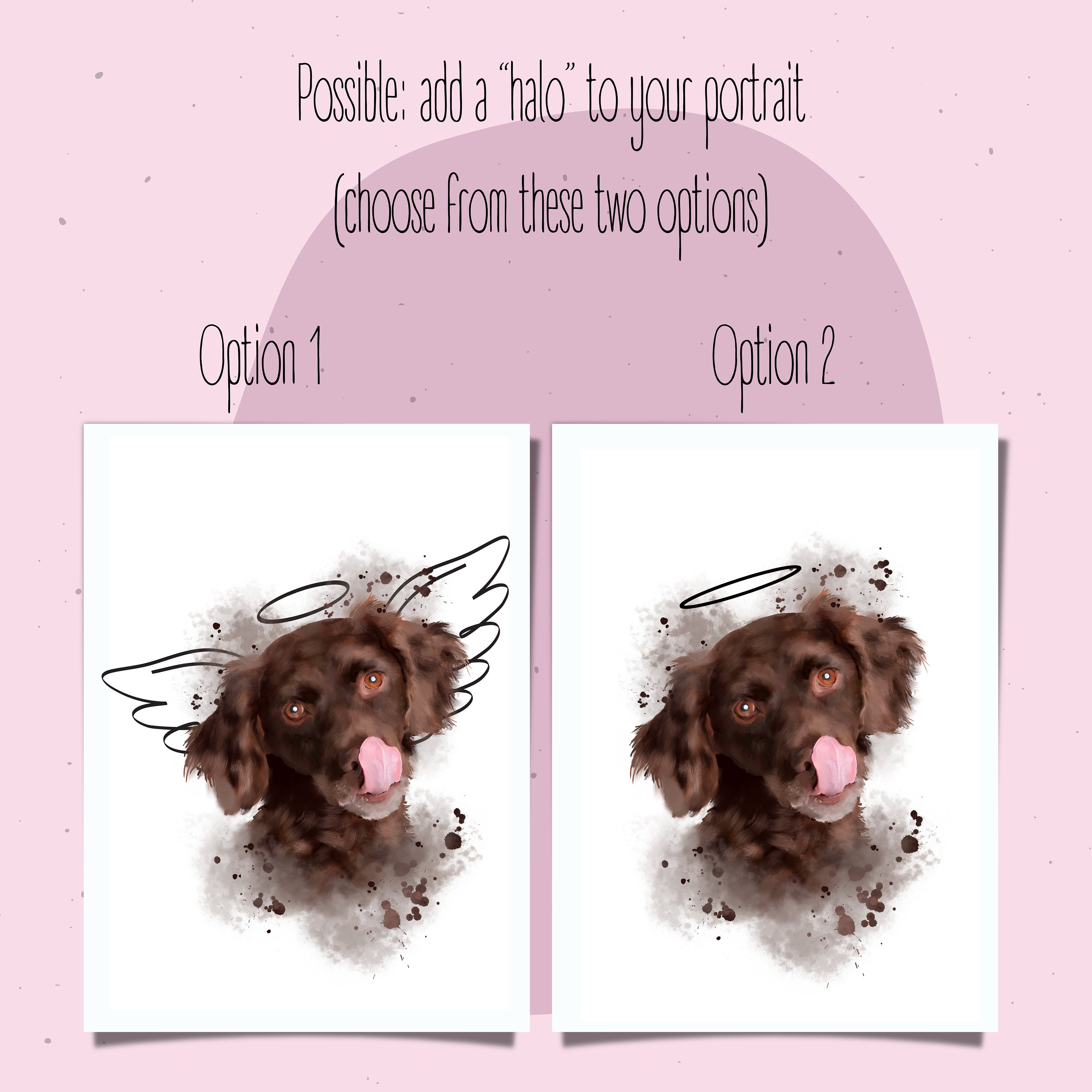 Pet Loss Portrait Pet Memorial Angel Wings and Halo Faceless Dog ...