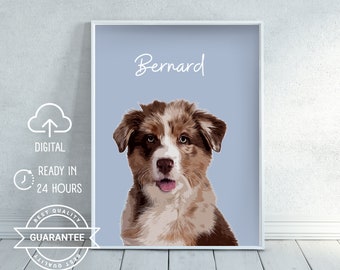 Custom Pet Portraits Using Pet Photo Personalized Digital Dog Portraits Cat Portraits Custom Dog ...