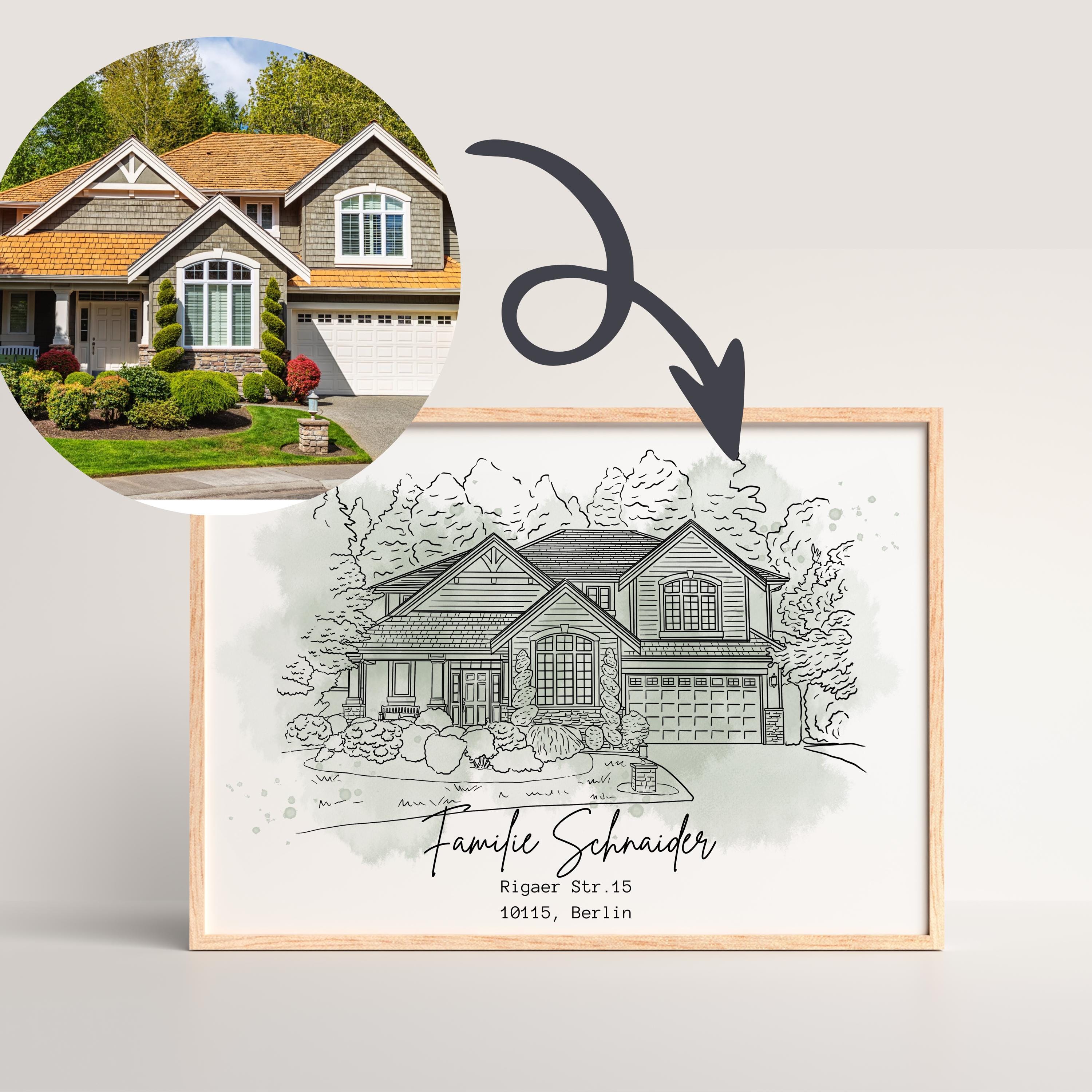 Custom House Line Art | Outline House Custom House Sketch Building Line ...