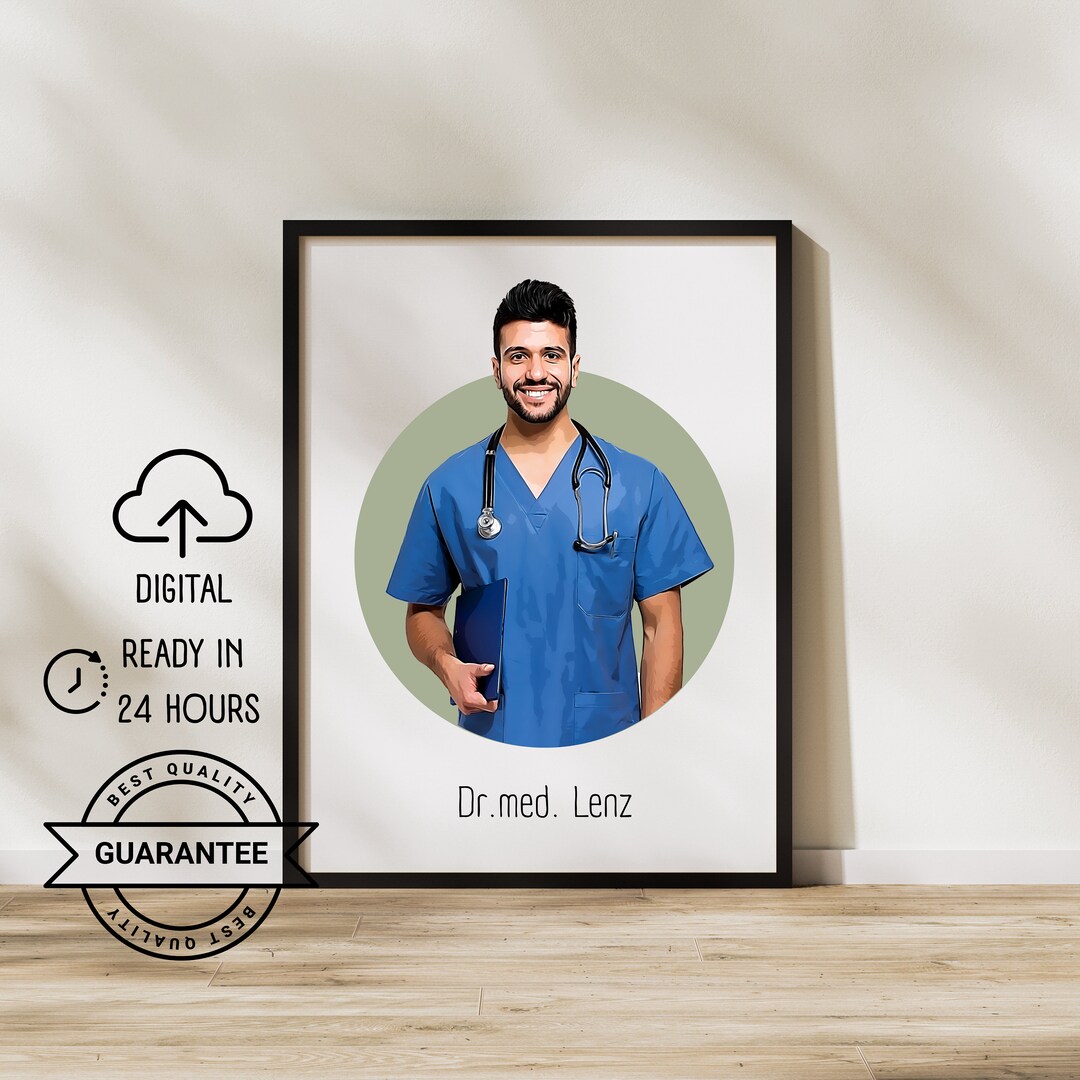 Custom Doctor Portrait Doctor Office Cartoon Portrait Doctor ...
