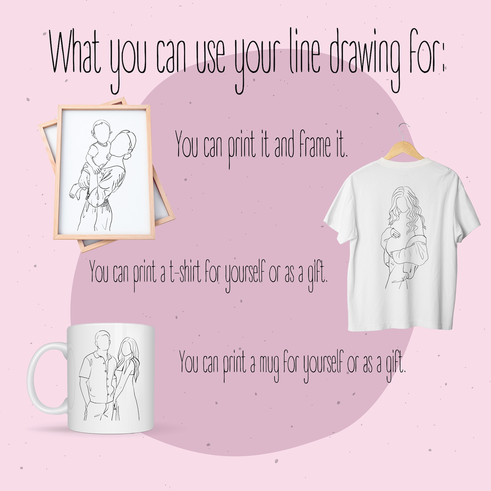 Custom Line Drawing From Photo | Couples Portrait | Line Drawing Family ...