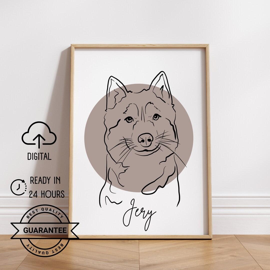 Custom Dog Line Drawing Tattoo Simple Pet Sketch Digital Pet Outline ...