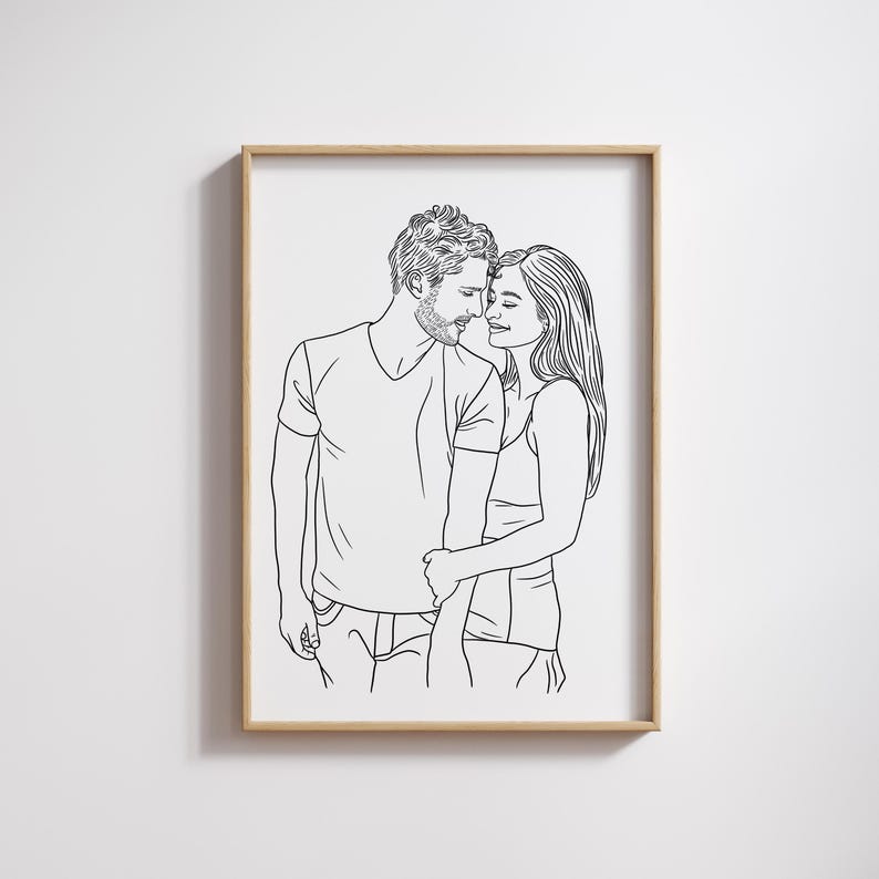 Custom Anniversary Line Art | Personalized Love Story Sketch | Birthday ...