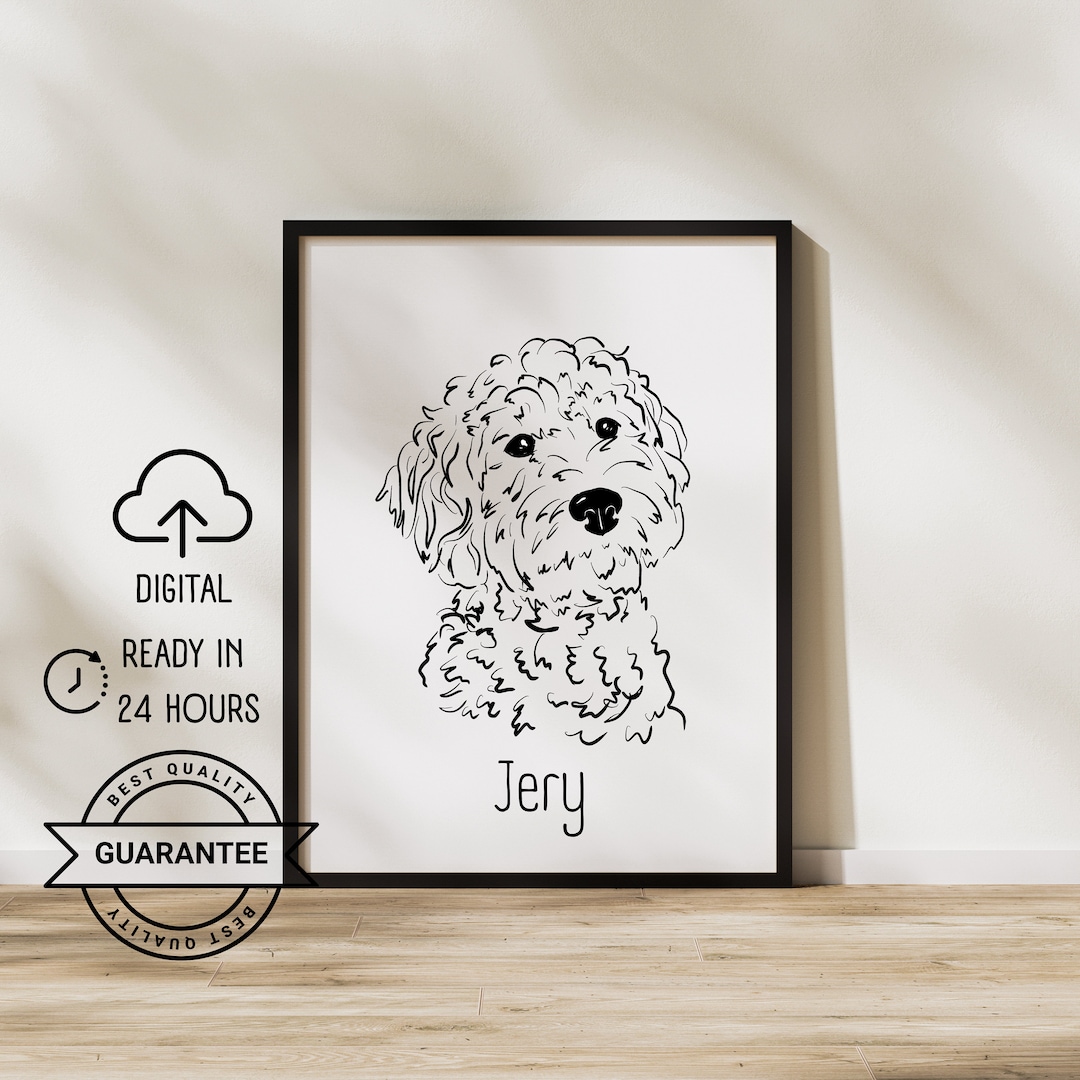 Digital Pet Outline | Dog Cat Vector Line Drawing | Simple Pet Sketch ...