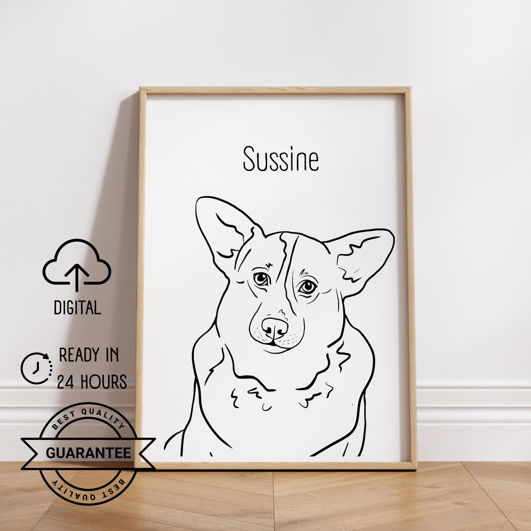 Digital Pet Outline | Pet Drawing | Dog Outline | Cat Vector Line ...