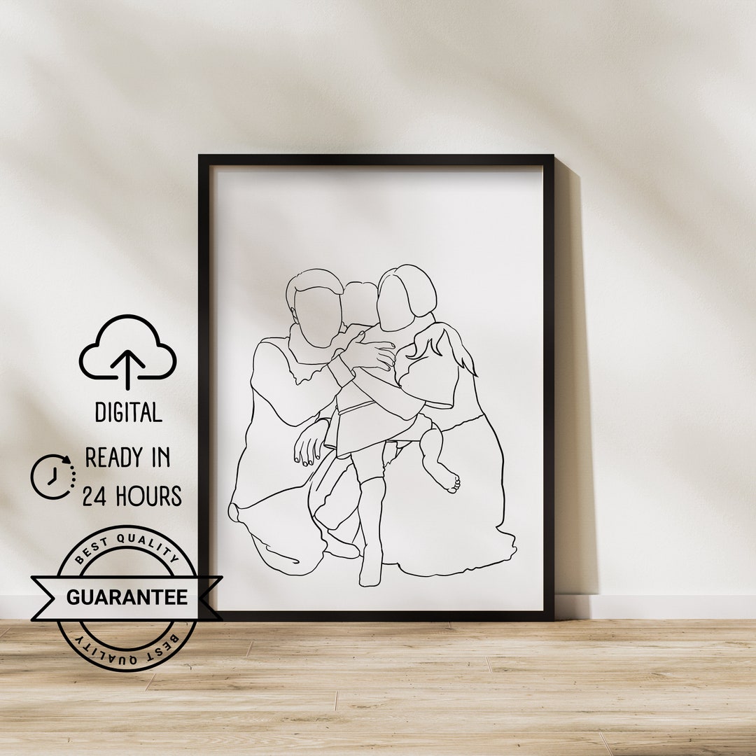 Personalized Line Drawing | Custom Line Art Family Portrait Gift for ...