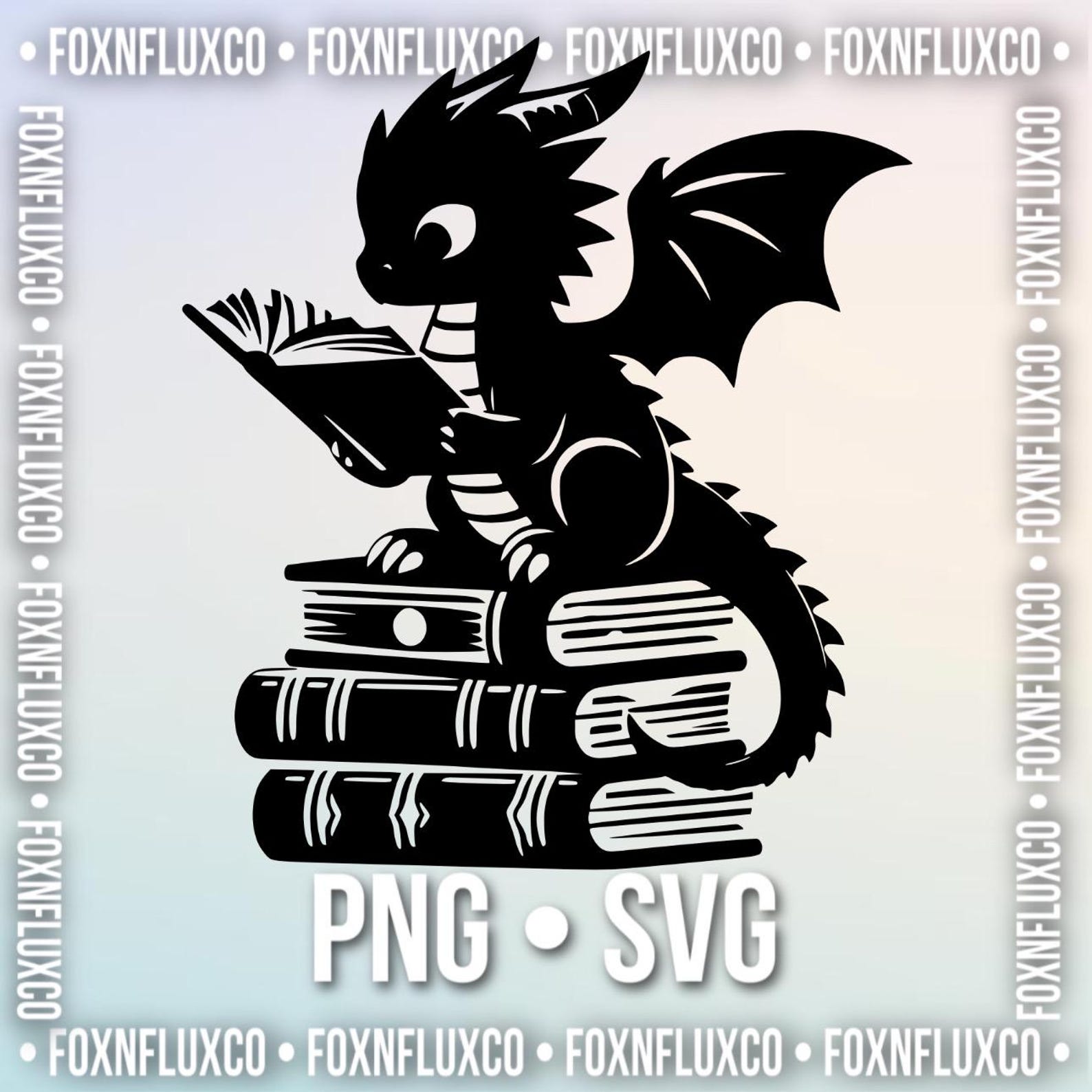 Dragon & Books 4 Silhouette SVG PNG Digital Download Bookish Fantasy ...