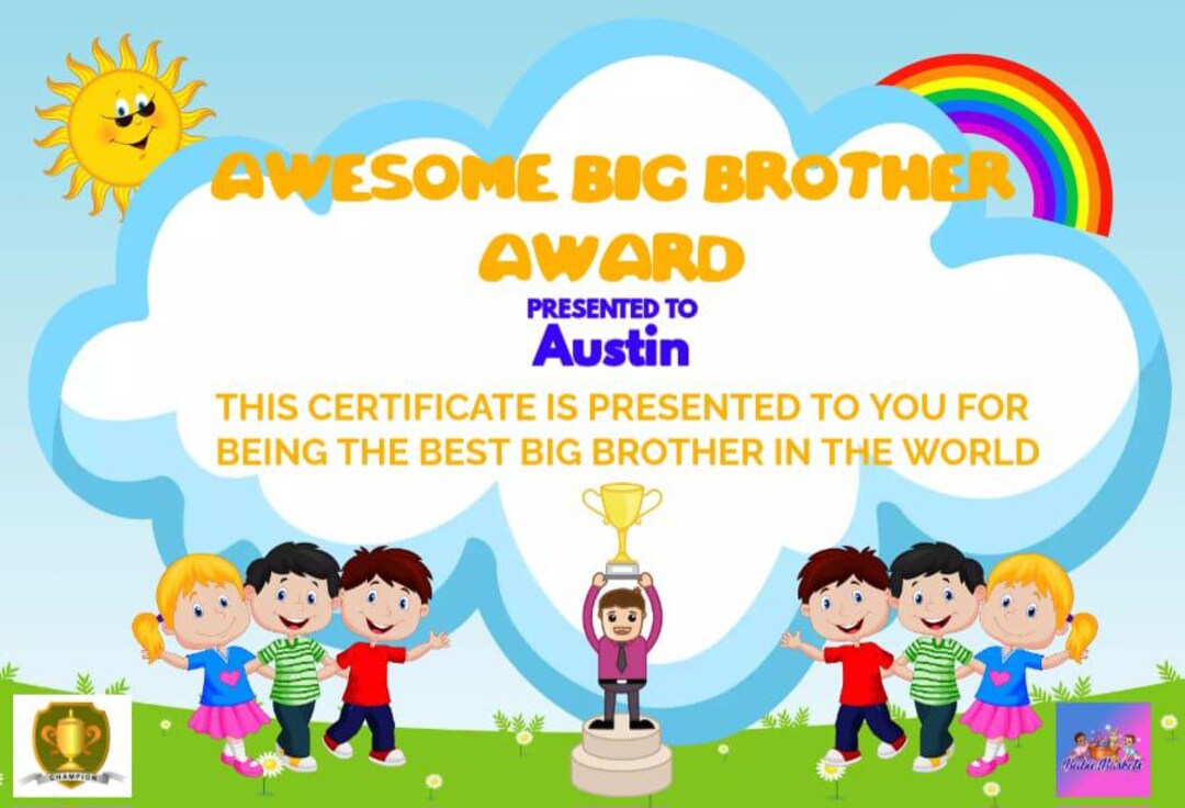 Big Sister / Big Brother Award Certificate - Etsy