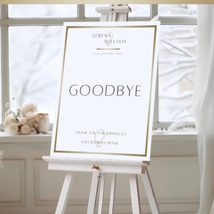 Wedding Goodbye Sign, Goodbye Poster, Gold Editable Wedding Goodbye ...