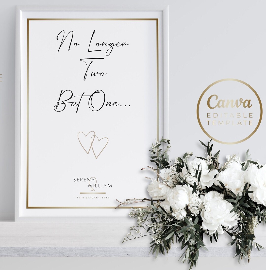 Favourite Quote Wedding Sign Template, Two Become One Quote Wedding ...