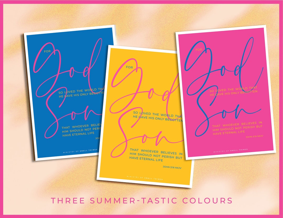 John 3:16 Printable Christian Wall Art, Set of 3 Modern John 316 ...