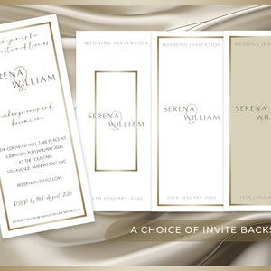 TALL Wedding Invitation Template 4x9", Stylish, Elegant Gold Luxury ...