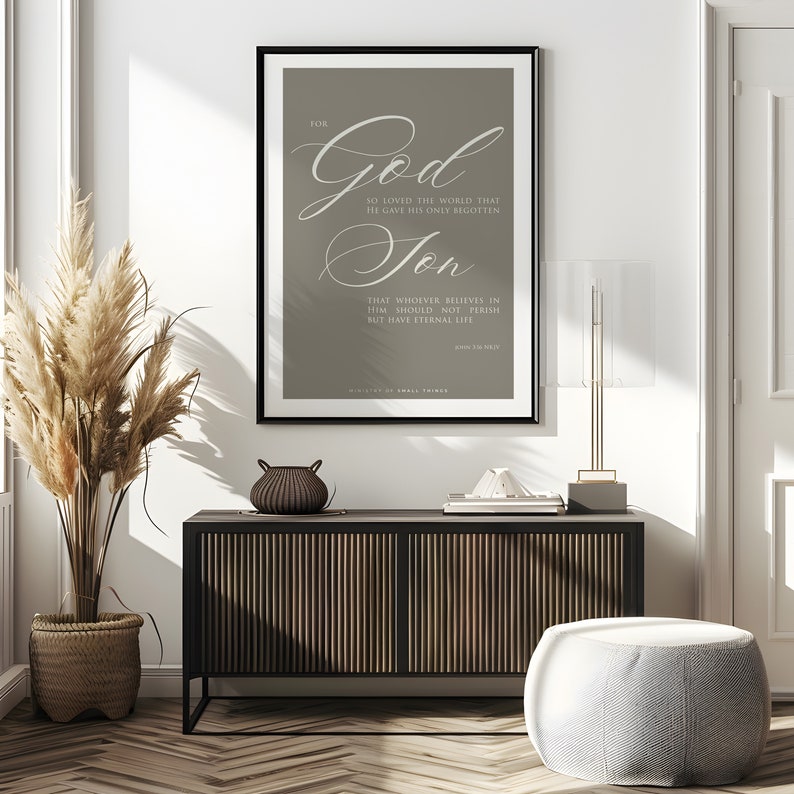 John 3:16 Bible Verse Wall Art Print, John 316 Scripture Art Print ...