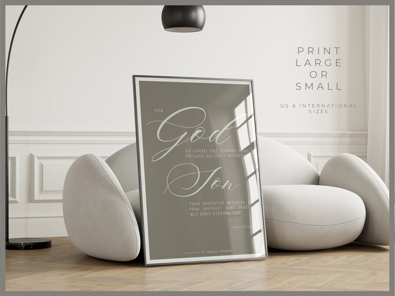 John 3:16 Bible Verse Wall Art Print, John 316 Scripture Art Print ...