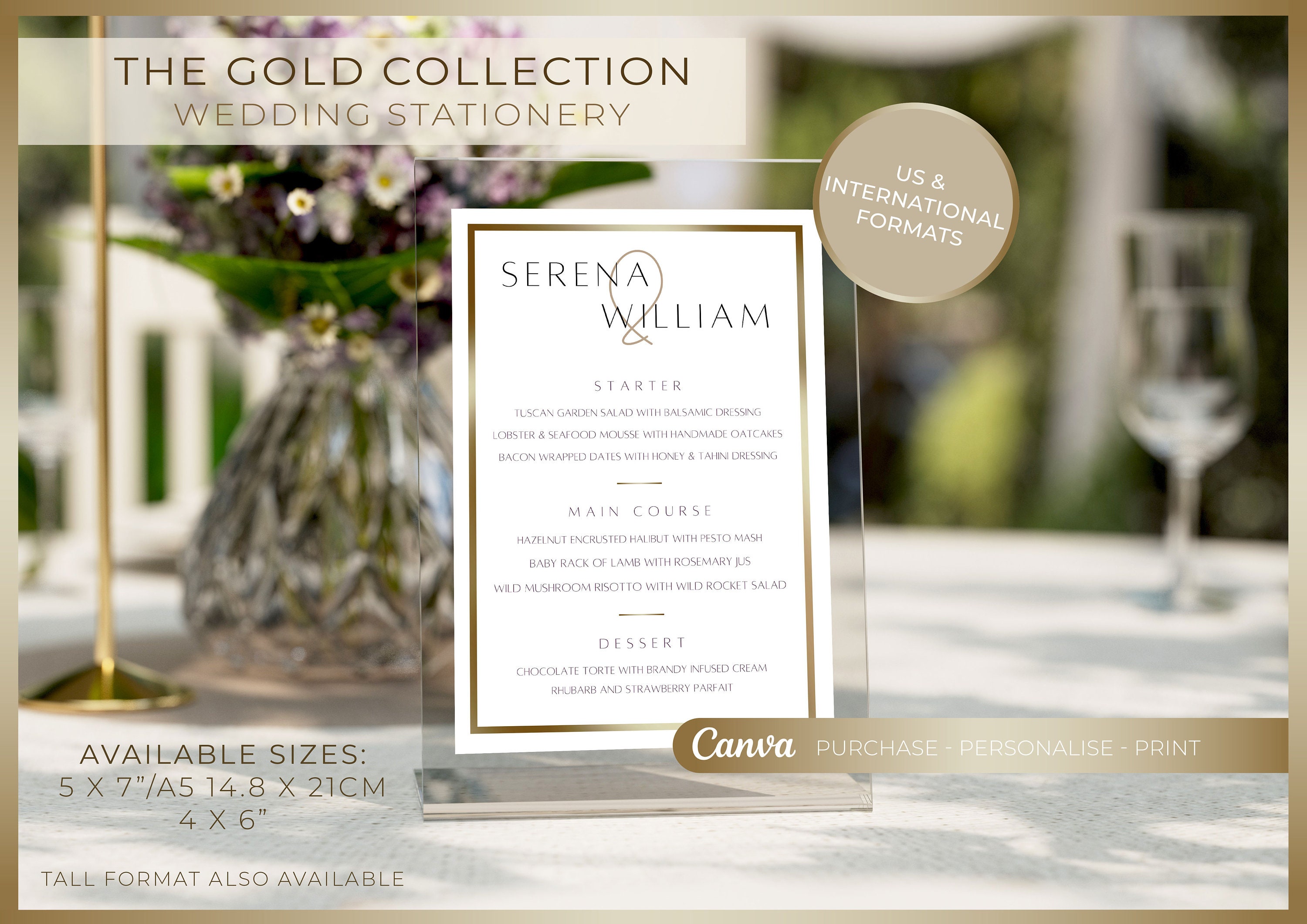 Wedding Menu Template 5x7 With Place Cards, Wedding Breakfast Menu ...