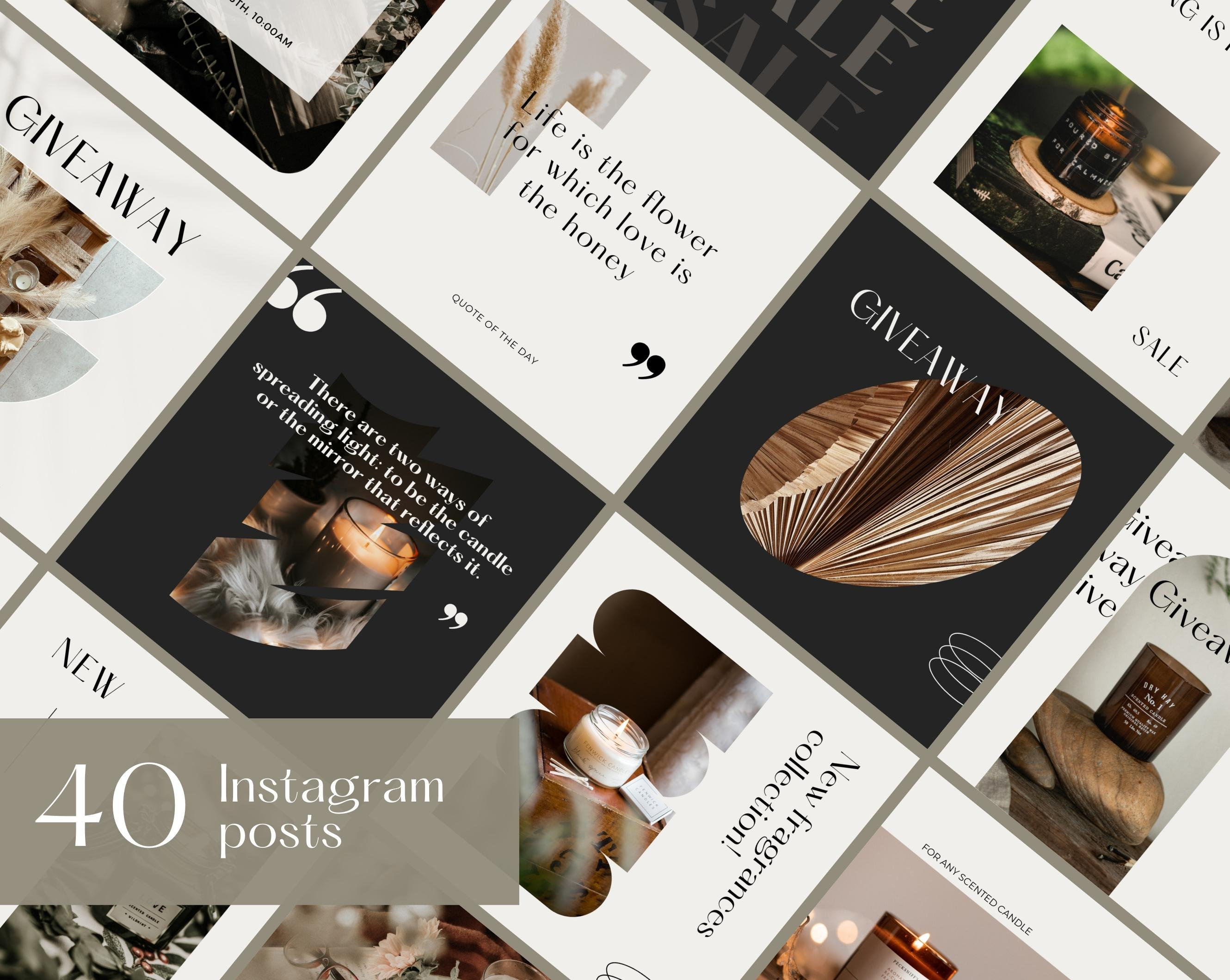 80 Instagram Templates | Aesthetic Posts + Stories | Fully Customizable ...