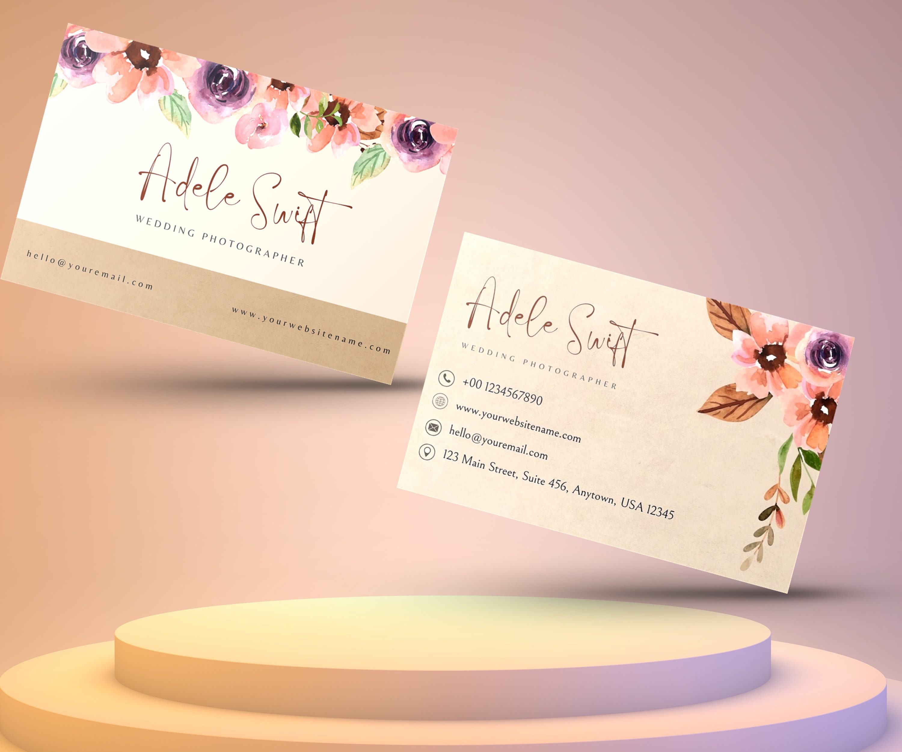 Fancy Floral Business Card Template, Card for Gardener, Card for ...