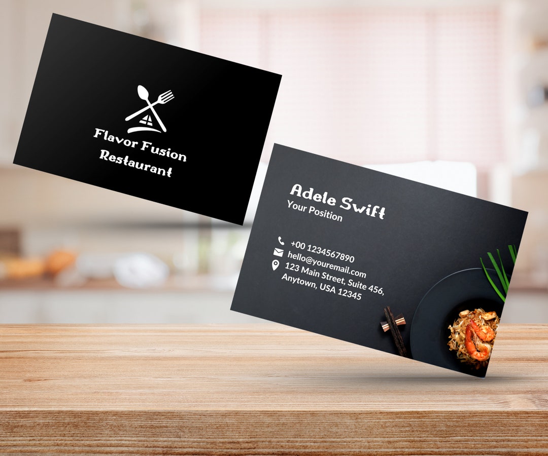 Restaurant Business Card Template DIY Chef Editable Business Calling ...