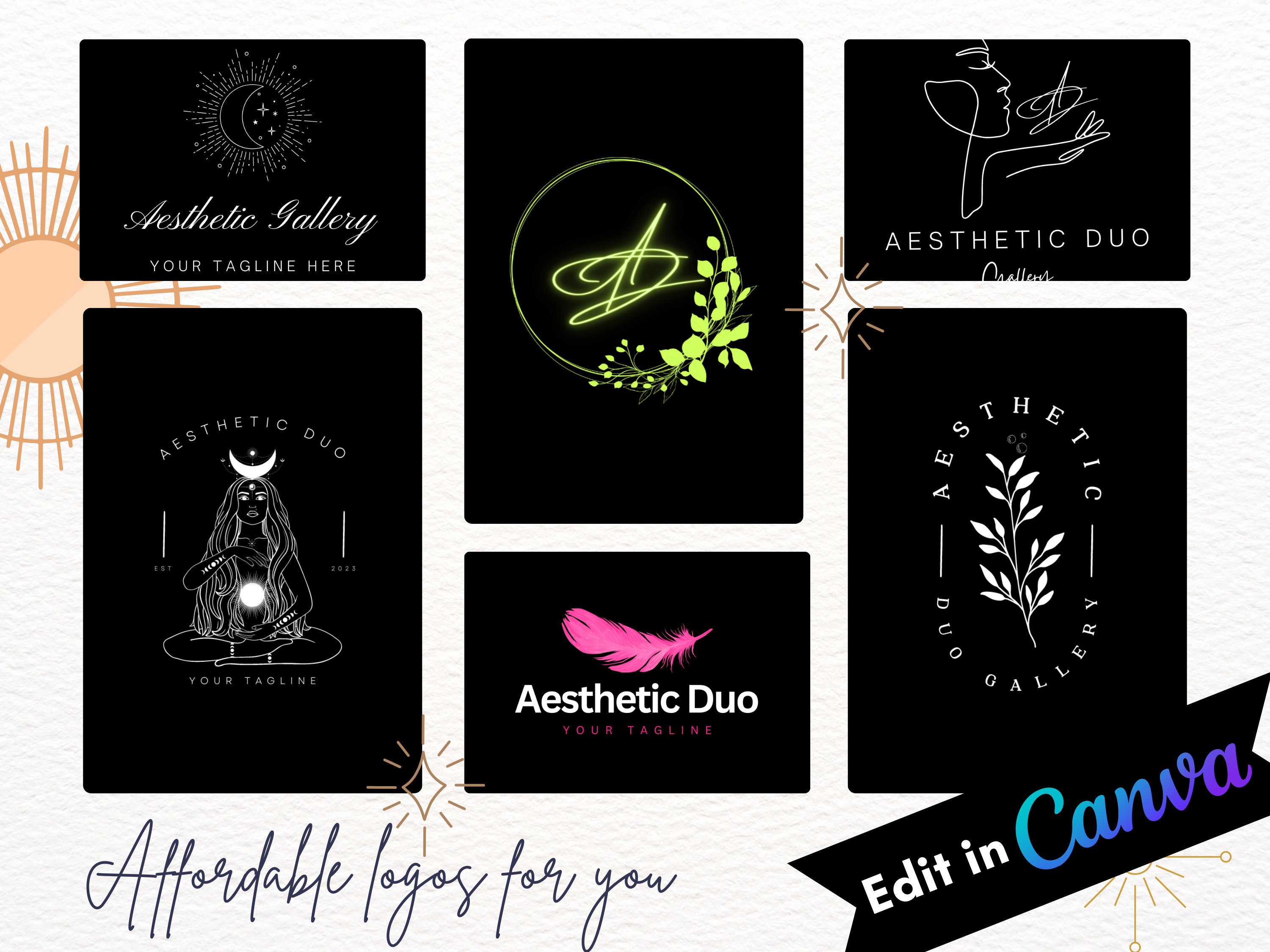 Logo 100+ Design Beauty Logo Package, Premade Spa Logo, Aesthetics Logo ...