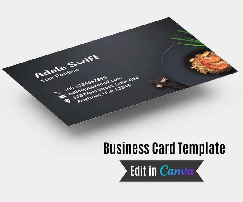 Restaurant Business Card Template DIY Chef Editable Business Calling ...