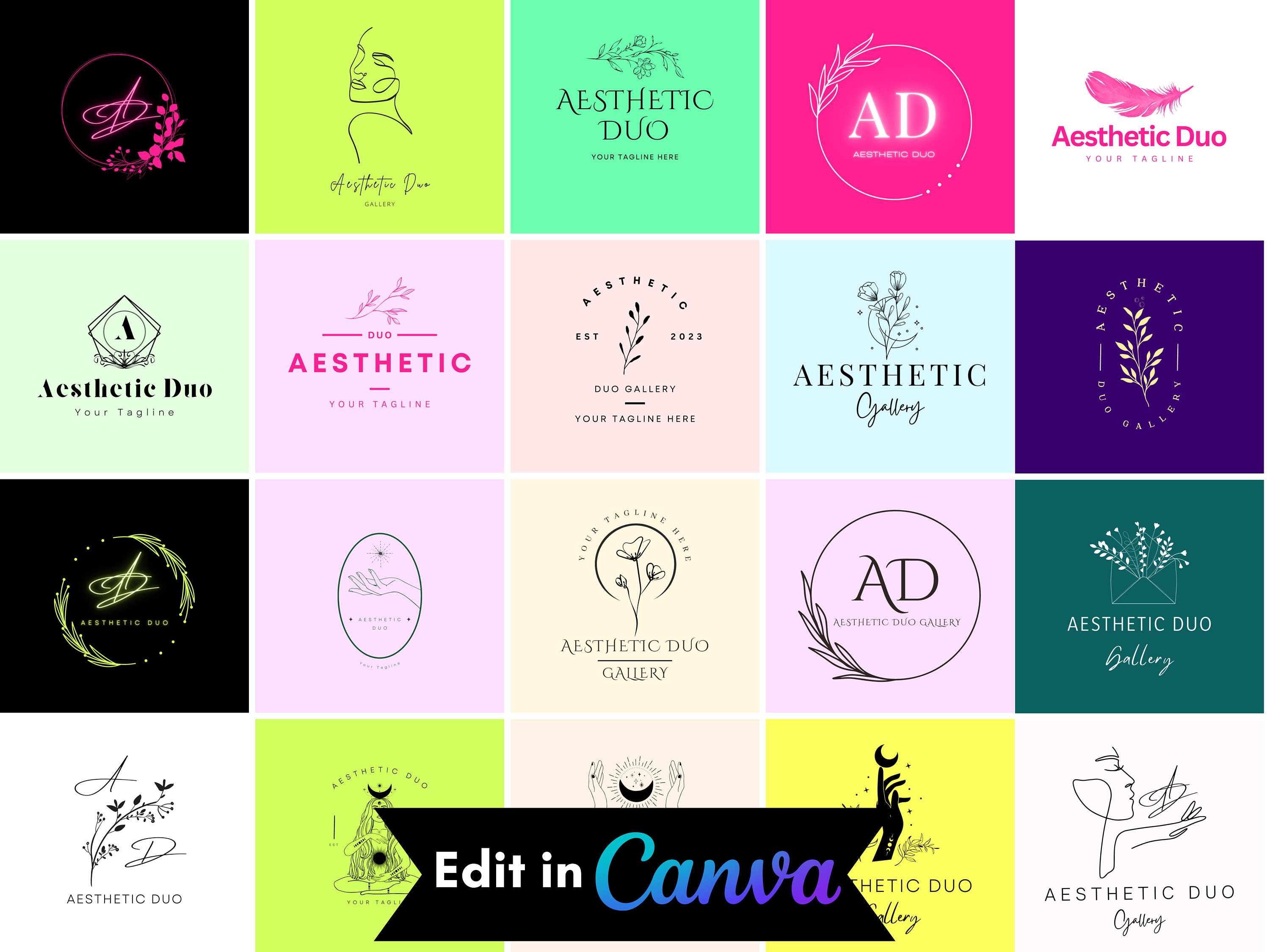 Logo 100+ Design Beauty Logo Package, Premade Spa Logo, Aesthetics Logo ...