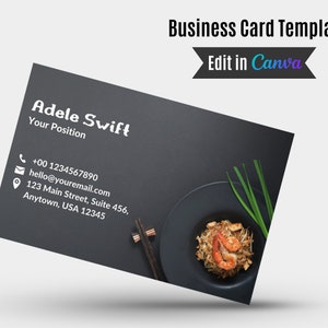 Restaurant Business Card Template DIY Chef Editable Business Calling ...