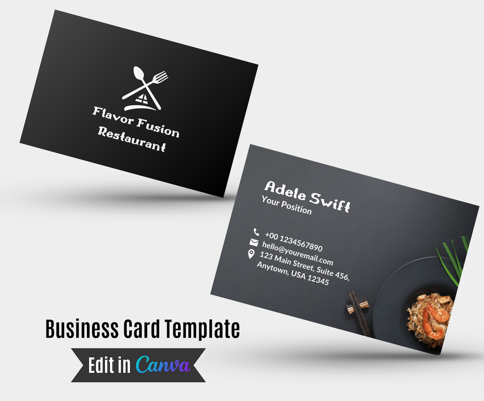 Restaurant Business Card Template DIY Chef Editable Business Calling ...