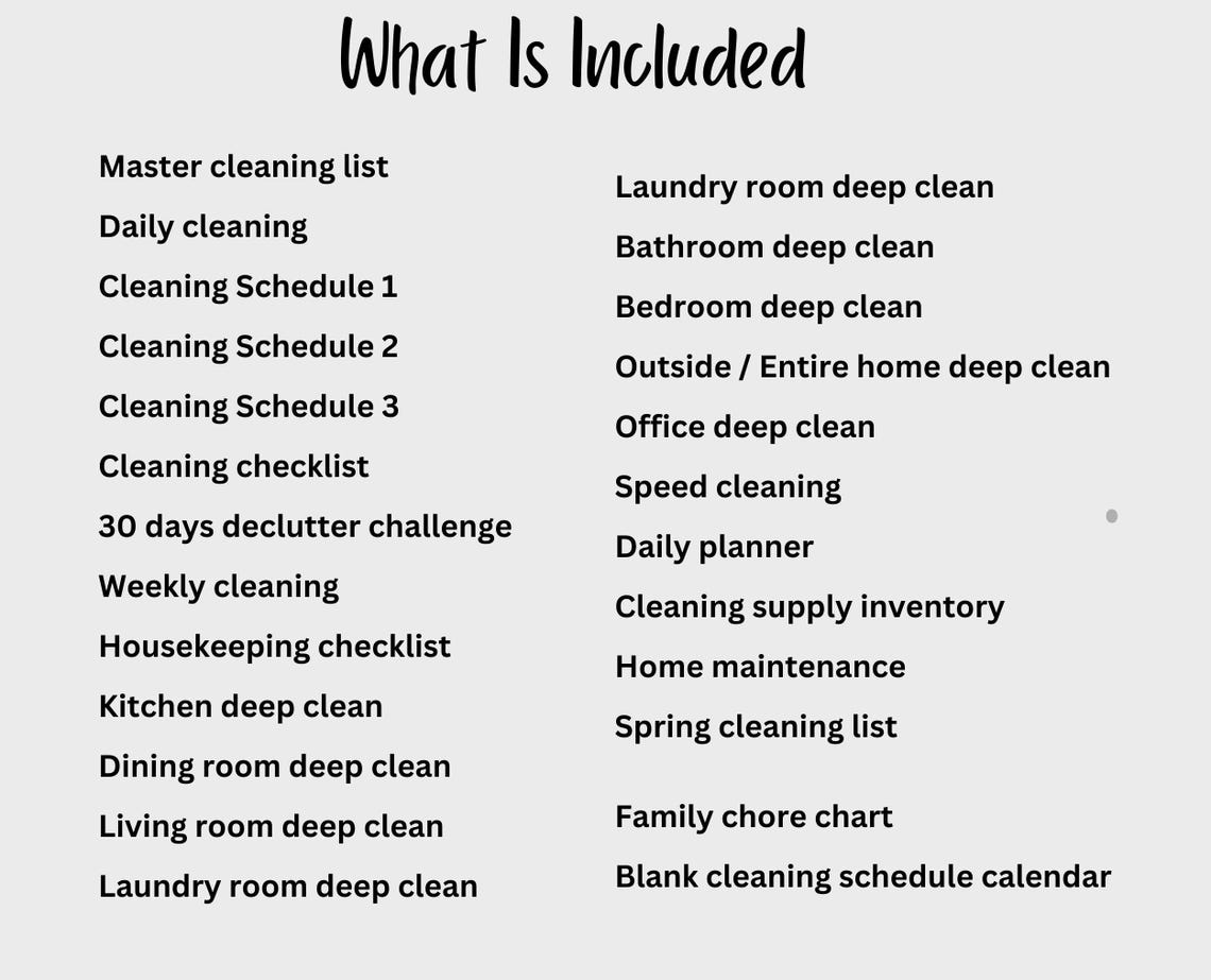 Cleaning Schedule, Cleaning Checklist, Cleaning Planner, Cleaning ...