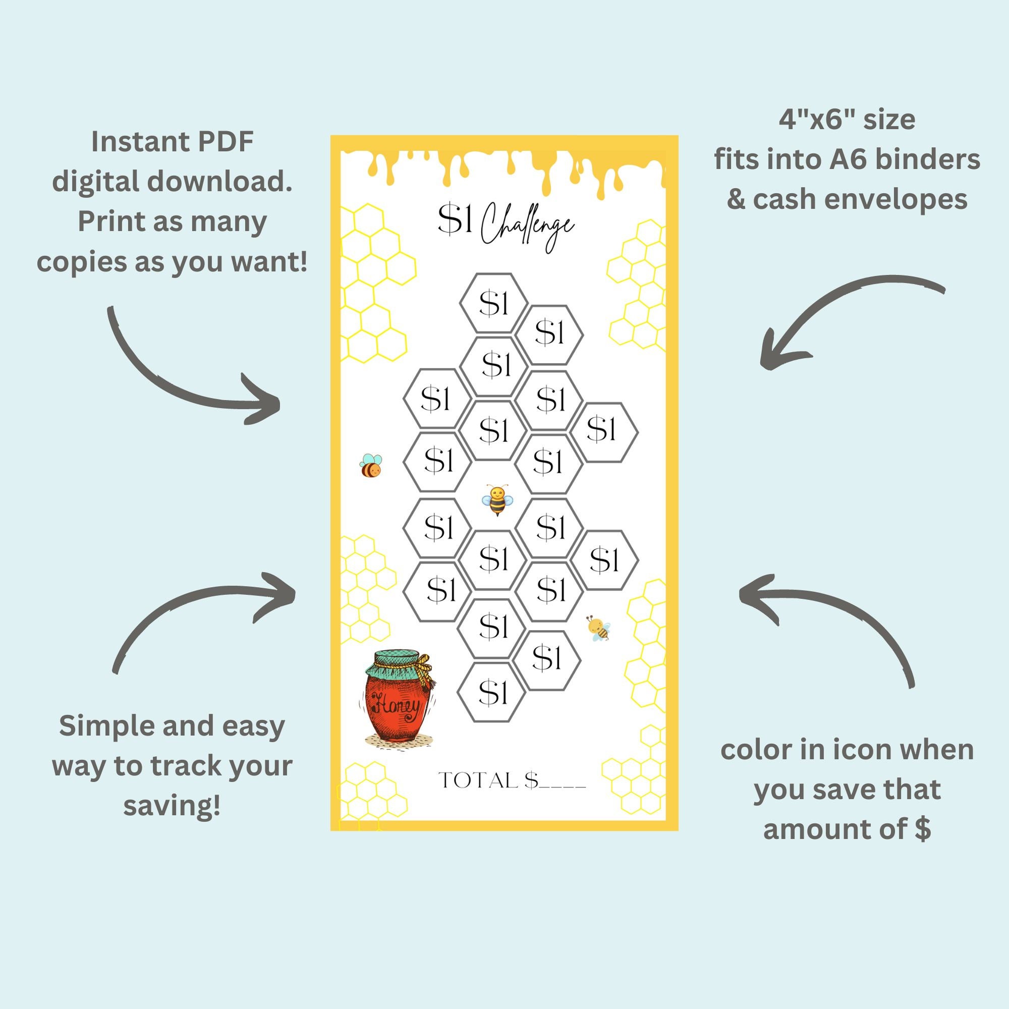 Monthly Save Money Saving Challenge Printable Savings Cash Tracker Cash ...